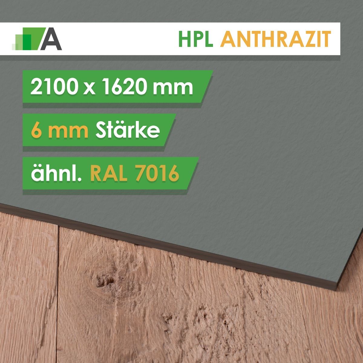 HPL Anthrazit - ähnl. RAL 7016 - 2100 x 1620 x 8mm & Zuschnitt